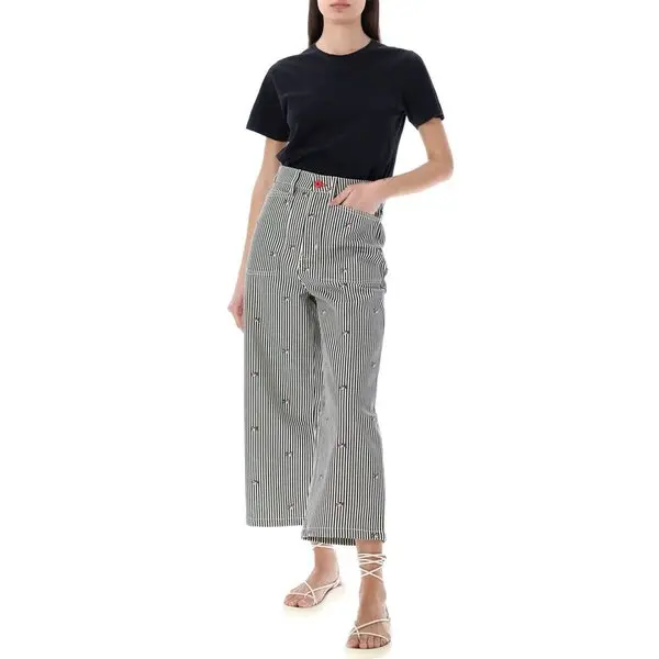 Kenzo Striped Wide-leg Jeans - Gray