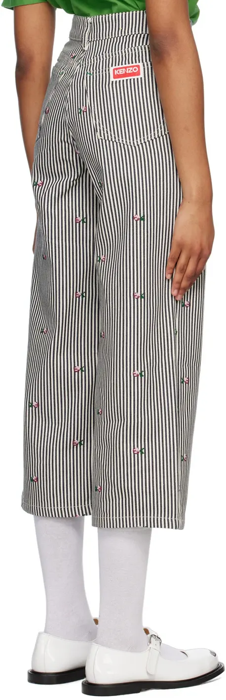 Kenzo Striped Wide-leg Jeans - Gray