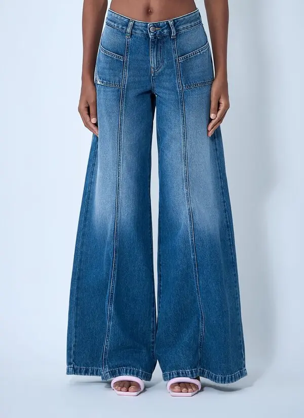 DIESEL® D-aki D-aki Wide Leg Paneled Jeans - Blue