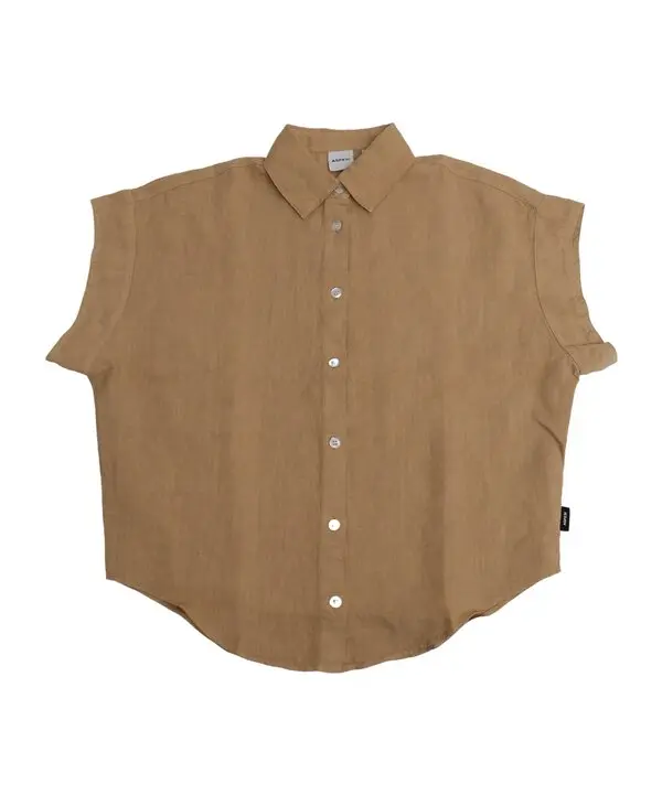Aspesi Short-sleeve Shirt With Button Closure And Curved Hem