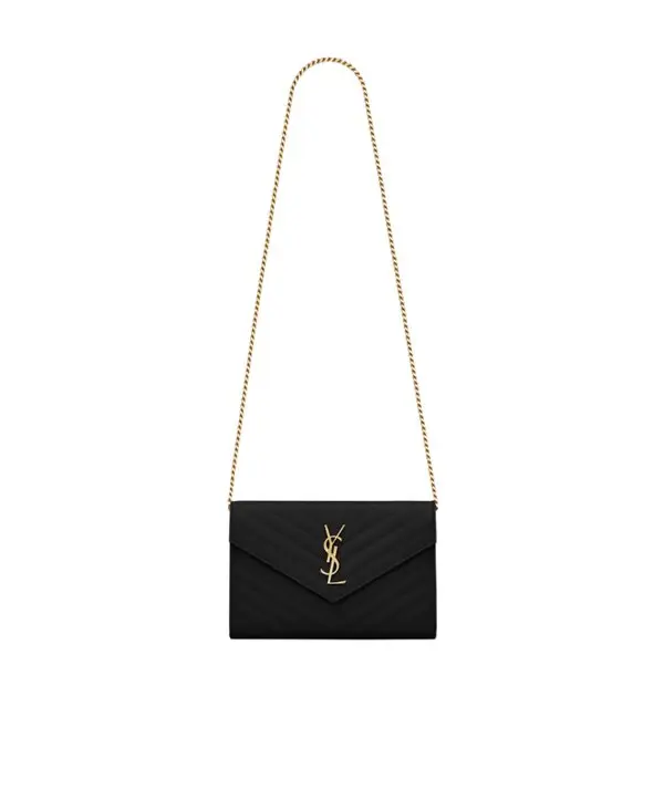 Saint Laurent Monogram Chain Wallet - Black