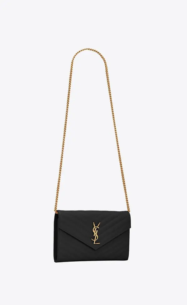 Saint Laurent Monogram Chain Wallet - Black