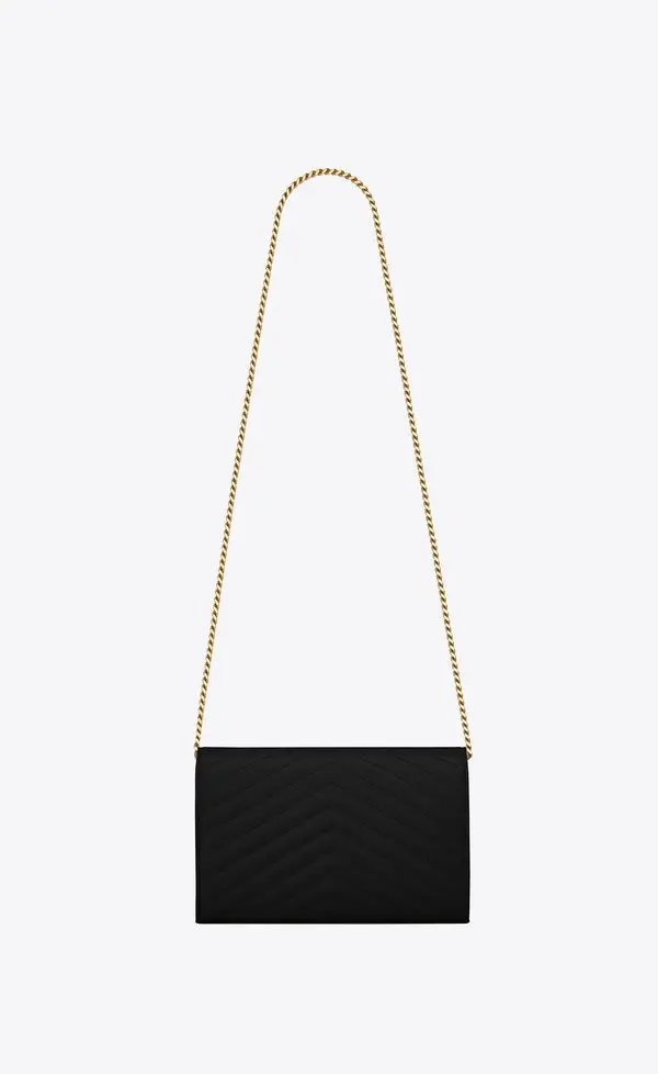 Saint Laurent Monogram Chain Wallet - Black