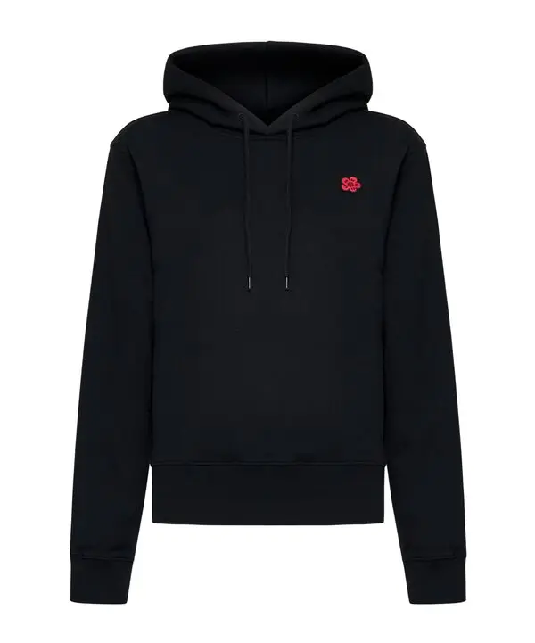 Kenzo Logo Embroidered Drawstring Hoodie - Black