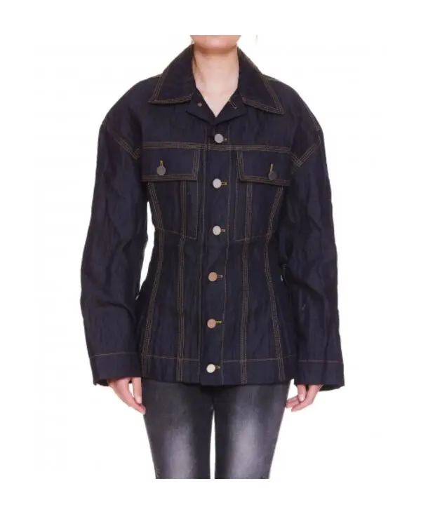 Bottega Veneta Crinkled Denim Jacket - Blue