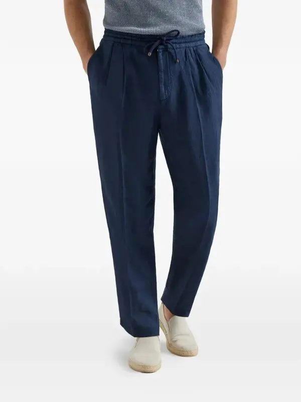 Brunello Cucinelli Drawstring Tapered Trousers - Black