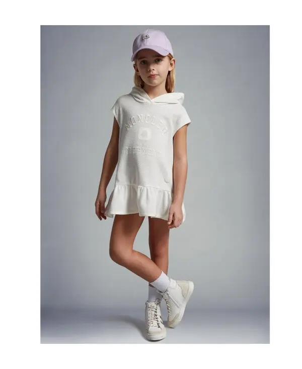 Moncler Sleeveless Hooded Dress With Ruffled Hem