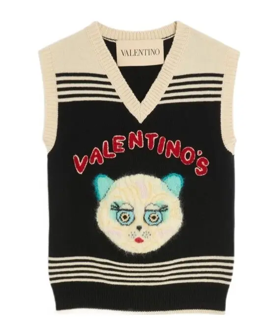 Valentino Garavani Le Chat De La Maison" Embroidered V-neck Gilet
