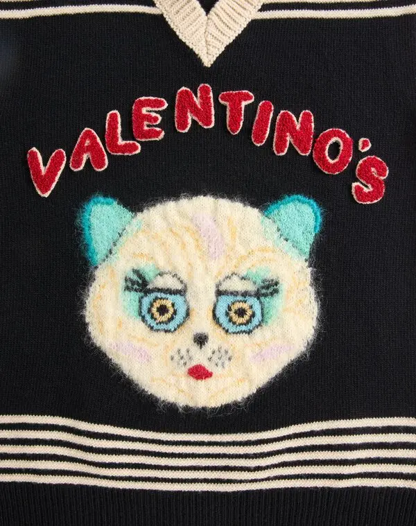 Valentino Garavani Le Chat De La Maison" Embroidered V-neck Gilet