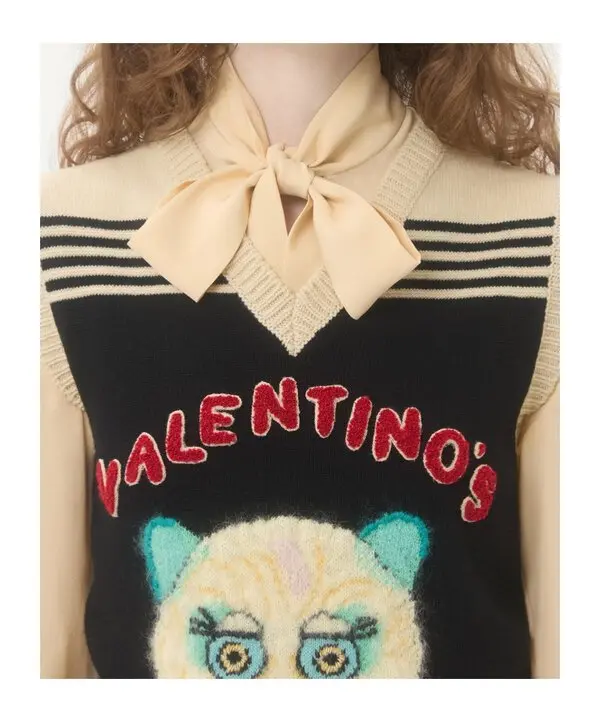 Valentino Garavani Le Chat De La Maison" Embroidered V-neck Gilet