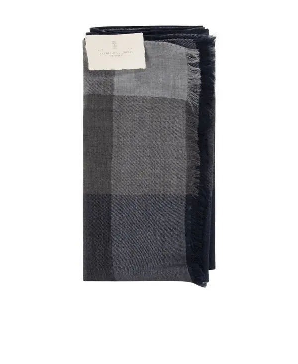 Brunello Cucinelli Checked Cashmere Scarf - Black