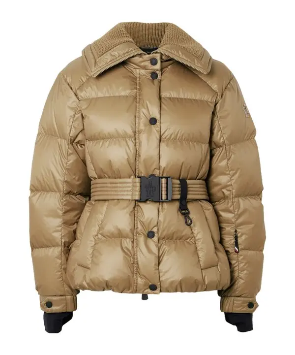 Moncler Bataillouse Padded Jacket With Belt - Camel