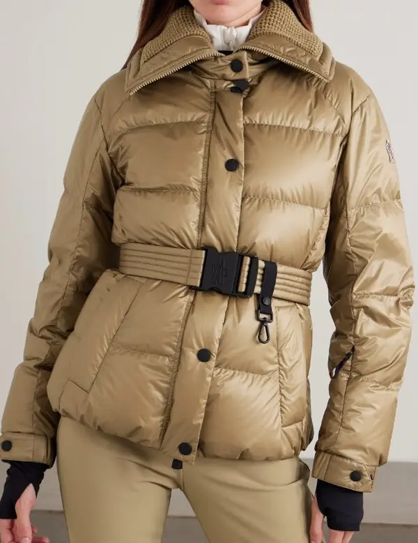 Moncler Bataillouse Padded Jacket With Belt - Camel