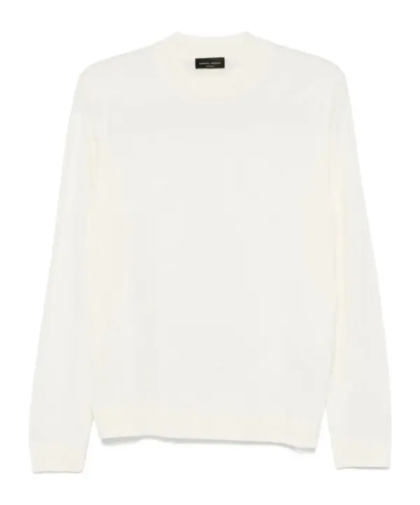 ROBERTO COLLINA Long Sleeve Ribbed Sweater - White