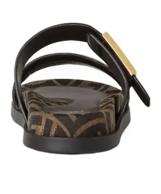 Fendi Ff Motif Slides - Black