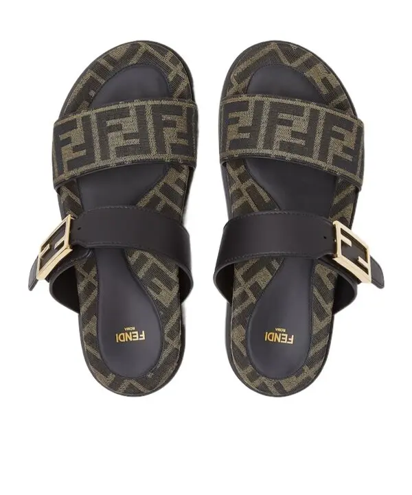 Fendi Ff Motif Slides - Black