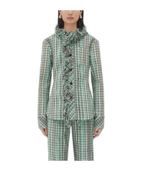 Bottega Veneta Plaid Jacket With Tassel Detail