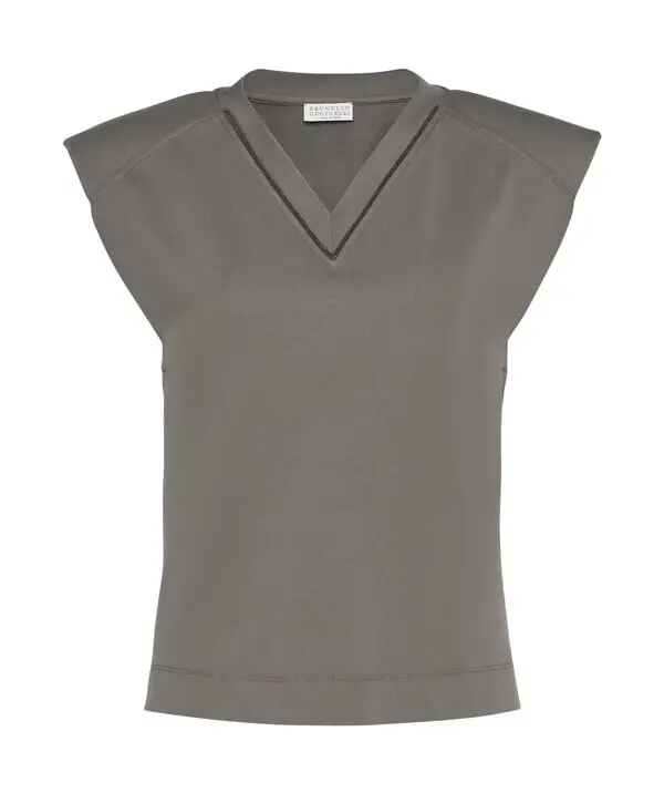 Brunello Cucinelli Monili Chain Cotton Tank Top