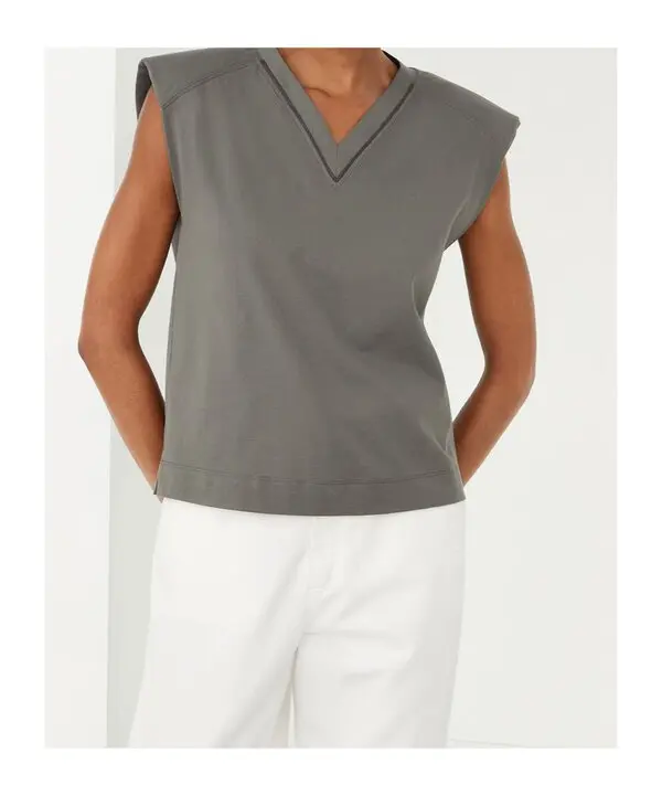 Brunello Cucinelli Monili Chain Cotton Tank Top