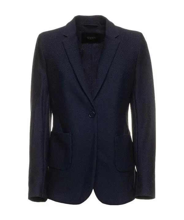 Seventy Dark Blue Textured Single-breasted Blazer - Black