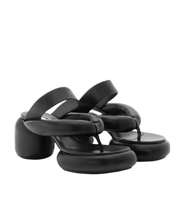 JIL SANDER Padded-strap Leather Heeled Sandals - Black