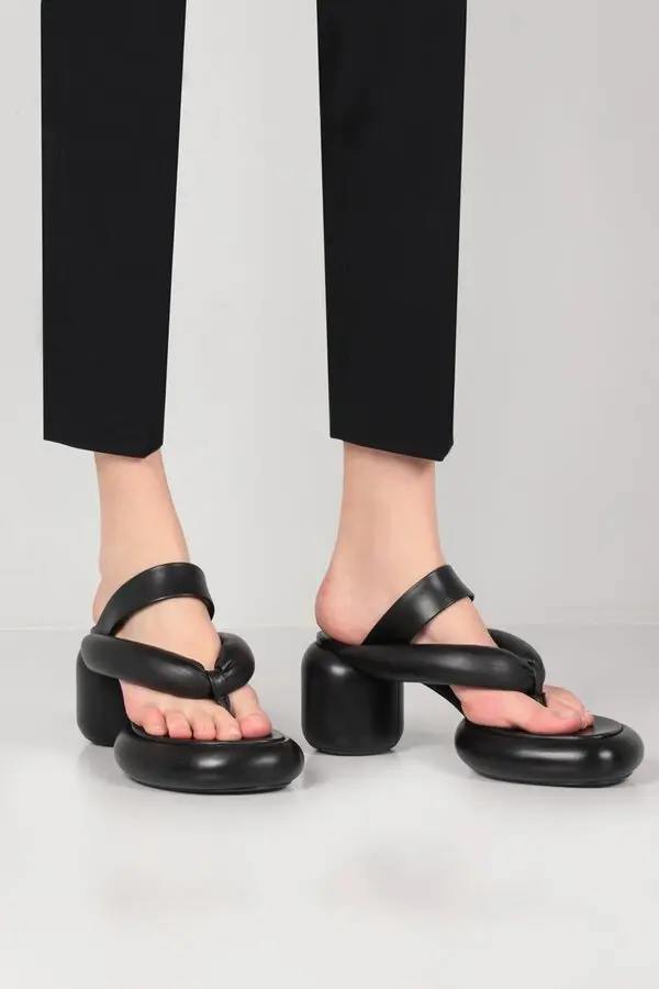 JIL SANDER Padded-strap Leather Heeled Sandals