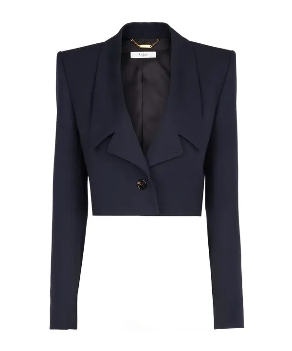 Chloé Cropped Wool Jacket With Traditional Lapels