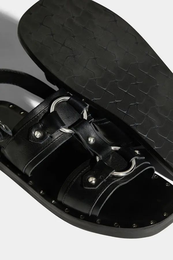 Dsquared2 Studded Calf-leather Flat Sandals