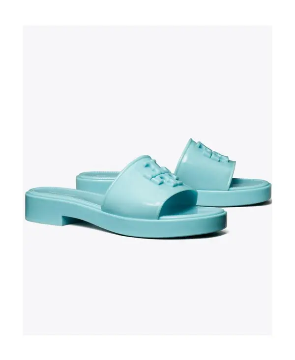 Tory Burch Eleanor Logo Plaque Jelly Slides - Blue