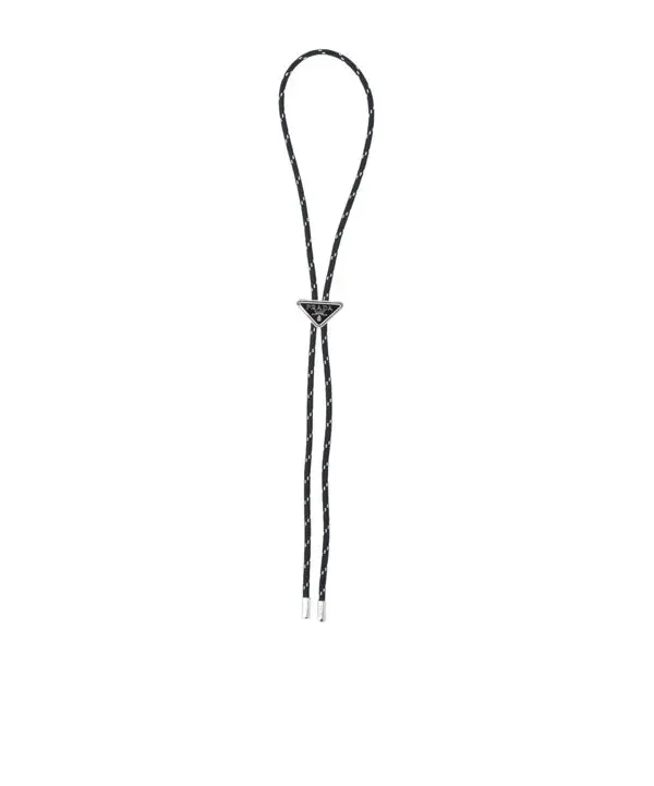 Prada Enamel Triangle Logo Bolo Tie - Black