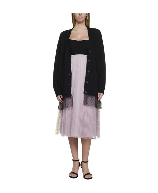 Red Valentino Tulle Polka Dot Flared Skirt - Pink