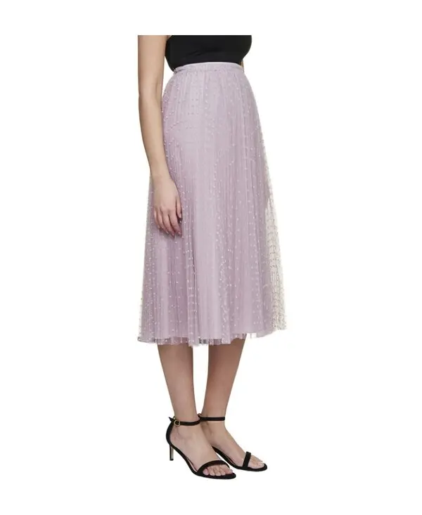 Red Valentino Tulle Polka Dot Flared Skirt - Pink