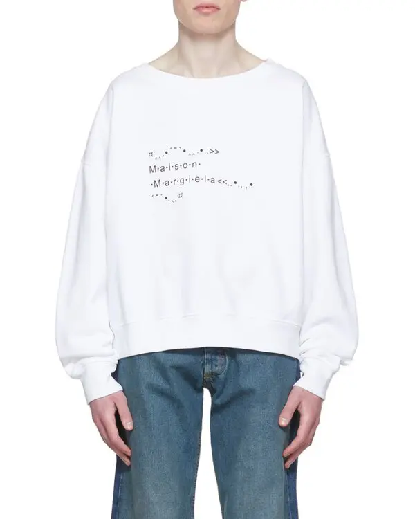 MAISON MARGIELA Logo Printed Crewneck Sweatshirt - White