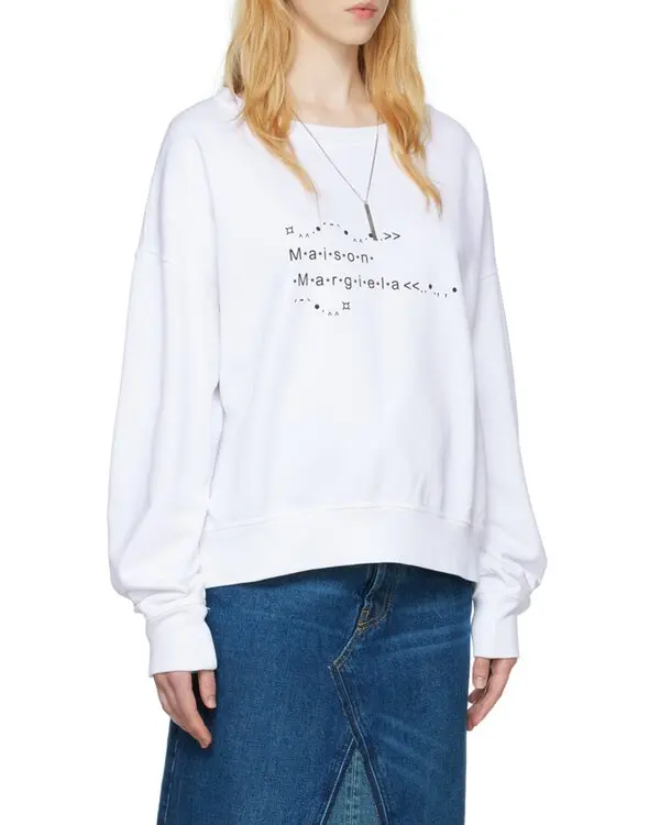 MAISON MARGIELA Logo Printed Crewneck Sweatshirt - White