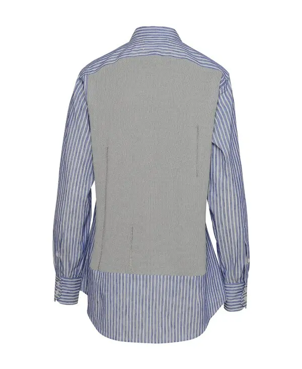MAISON MARGIELA V-neck Distressed Knit Spliced Shirt