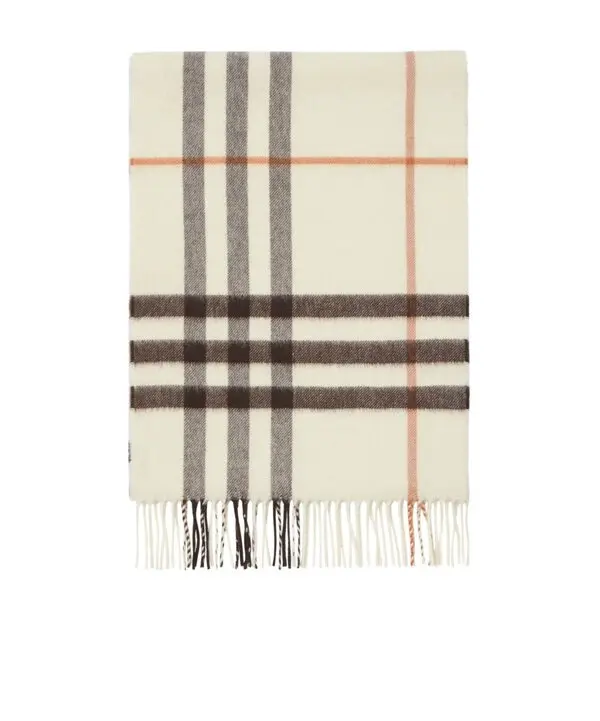 Burberry Check Cashmere Scarf - White