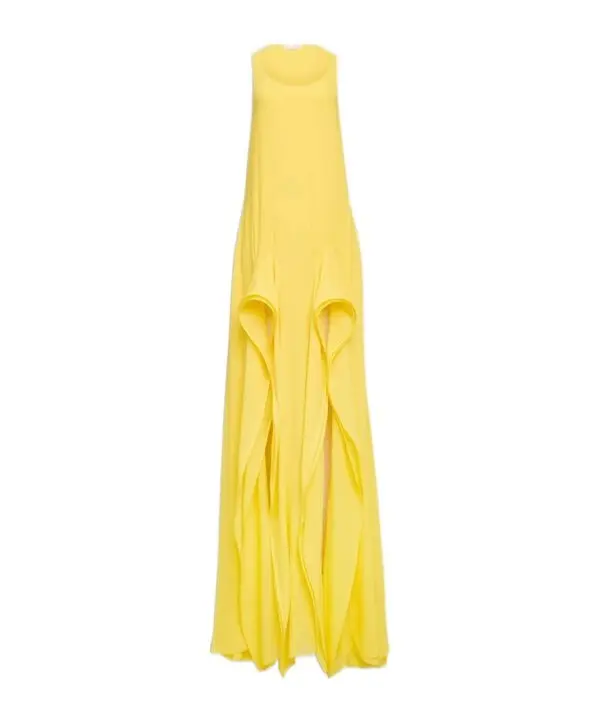 Alaïa Georgette Ruffle Dress - Yellow