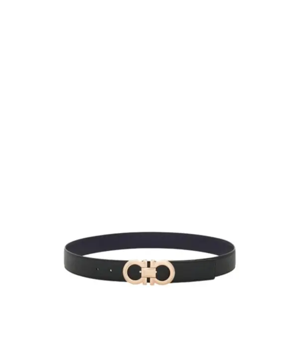FERRAGAMO Gancini Belt - Black/midnight Blue