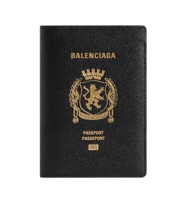 Balenciaga Logo Printed Passport Holder - Black