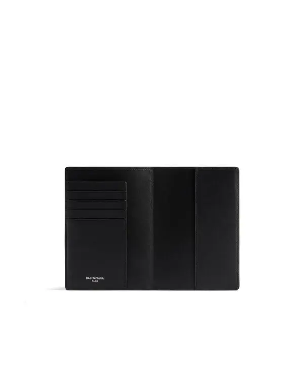 Balenciaga Logo Printed Passport Holder - Black