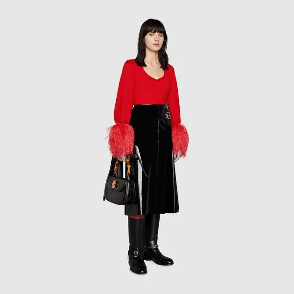 Gucci High-waisted Vinyl Skirt With Buckle Details