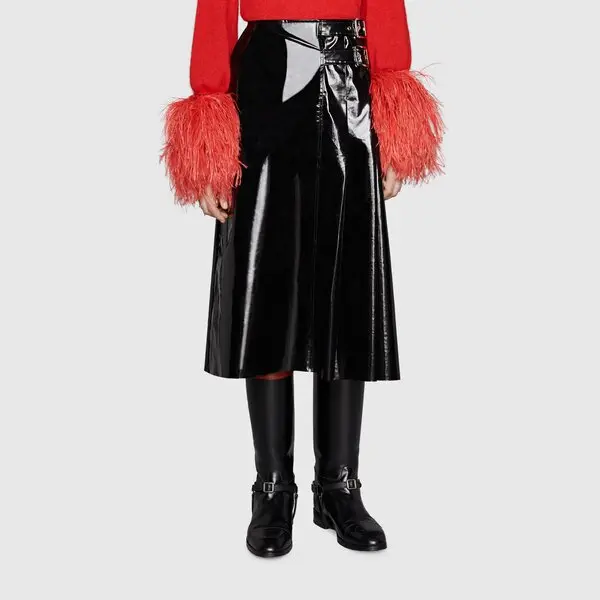 Gucci High-waisted Vinyl Skirt With Buckle Details