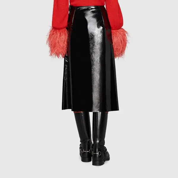 Gucci High-waisted Vinyl Skirt With Buckle Details