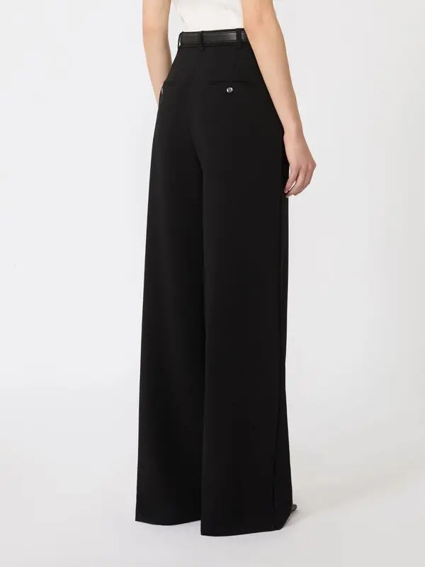 Max Mara Belted Wide Leg Trousers - Black