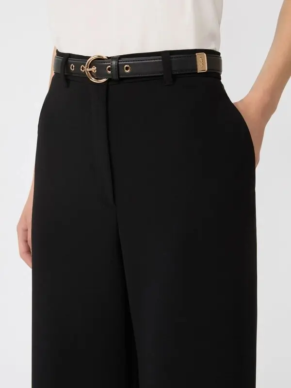 Max Mara Belted Wide Leg Trousers - Black