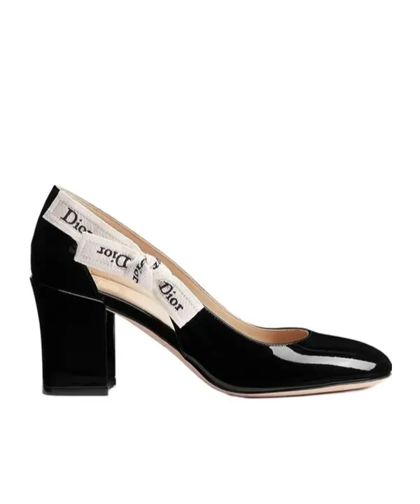 Dior Round Toe Block Heel Pumps - Black