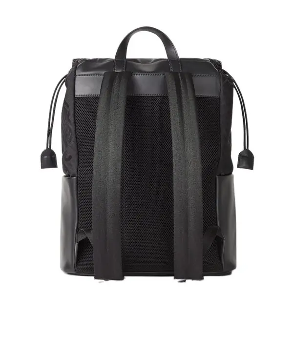 Fendi Flux Ff Motif Drawstring Backpack - Black