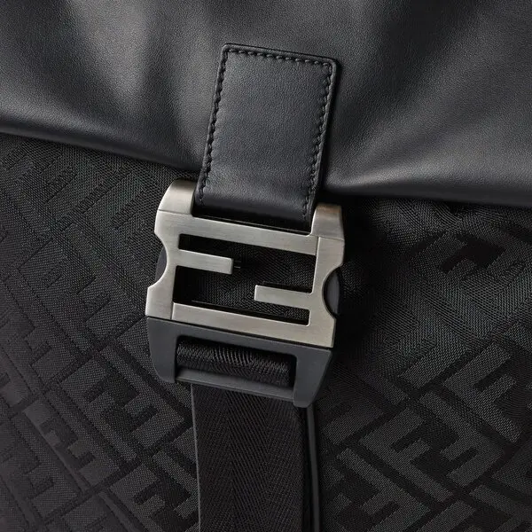 Fendi Flux Ff Motif Drawstring Backpack - Black