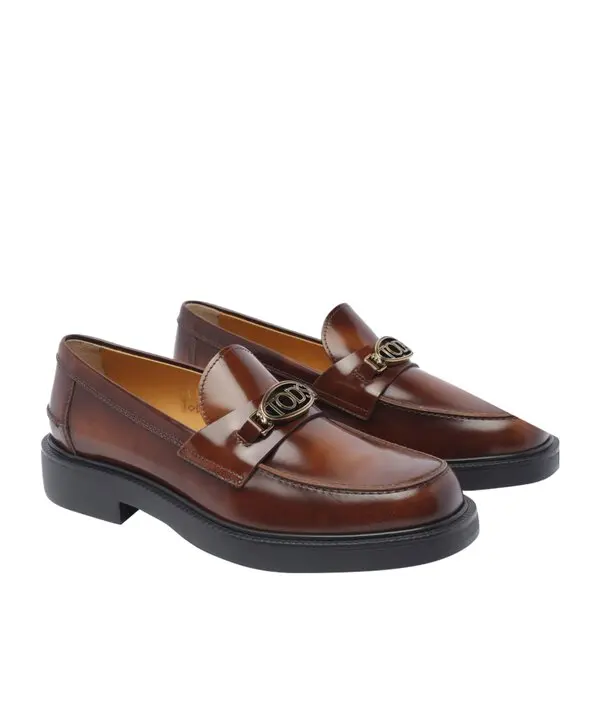 TOD'S Logo-plaque Slip-on Loafers - Brown