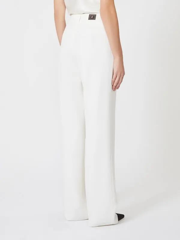 Max Mara Straight Gabardine Wool Trousers - White